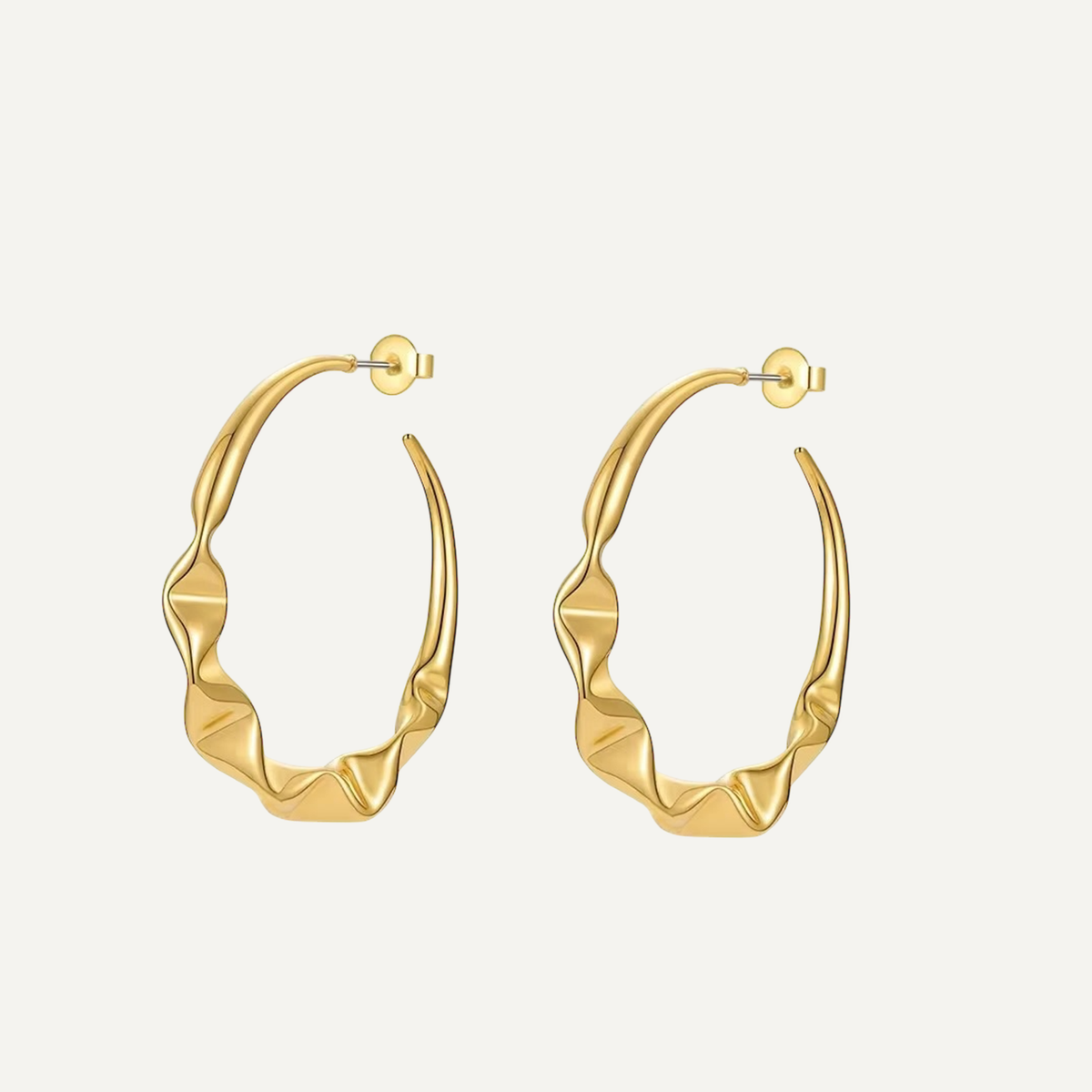 Gold Wavy Hoops – Timeless Jewels by Shveta